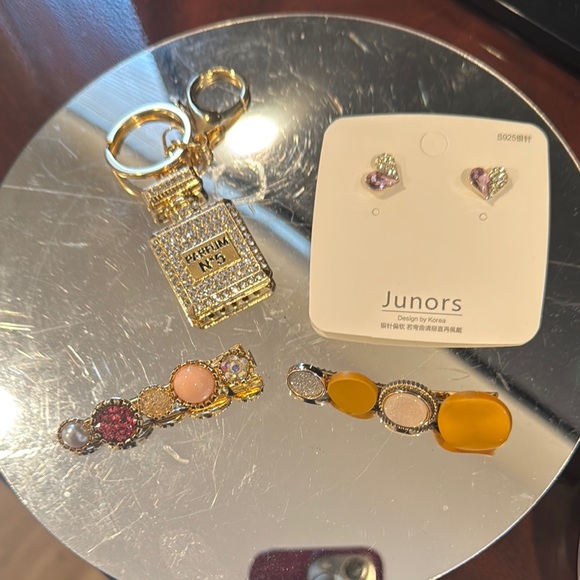Accessories | Gold And Pink Jewelry Set With Eiffel Tower Charm | Poshmark